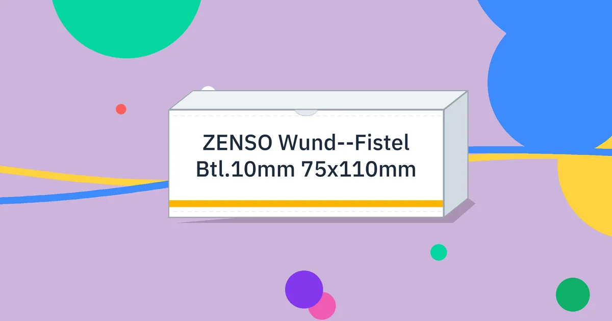 Symbolbild: Packung mit der Aufschrift ZENSO Wund--Fistel Btl.10mm 75x110mm (PZN 20087121) – Verfügbarkeit und Bezug in Apotheken in Frankfurt am Main