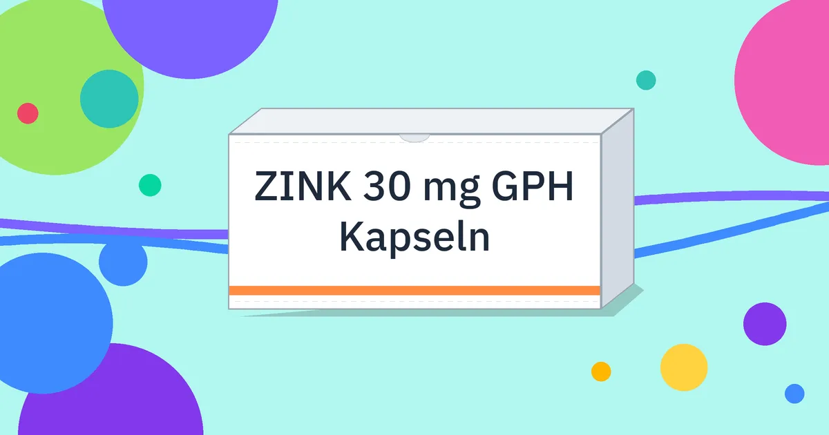 Symbolbild: Packung mit der Aufschrift ZINK 30 mg GPH Kapseln (PZN 12635560) – Verfügbarkeit und Bezug in Apotheken in Frankfurt am Main