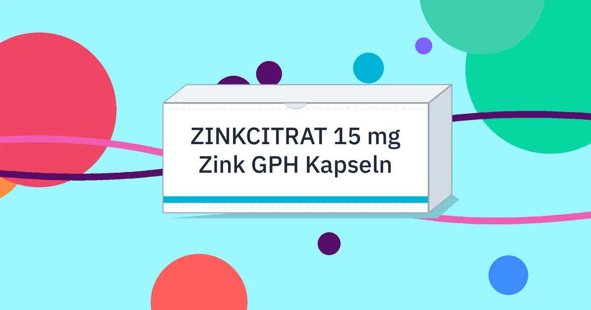 Symbolbild: Packung mit der Aufschrift ZINKCITRAT 15 mg Zink GPH Kapseln (PZN 20283862) – Verfügbarkeit und Bezug in Apotheken in Frankfurt am Main