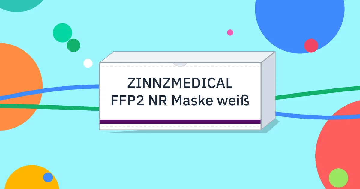 Symbolbild: Packung mit der Aufschrift ZINNZMEDICAL FFP2 NR Maske weiß (PZN 18268967) – Verfügbarkeit und Bezug in Apotheken in Frankfurt am Main