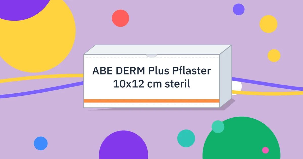 Symbolbild: Packung mit der Aufschrift ABE DERM Plus Pflaster 10x12 cm steril (PZN 04592351) – Verfügbarkeit und Bezug in Apotheken in Frankfurt am Main