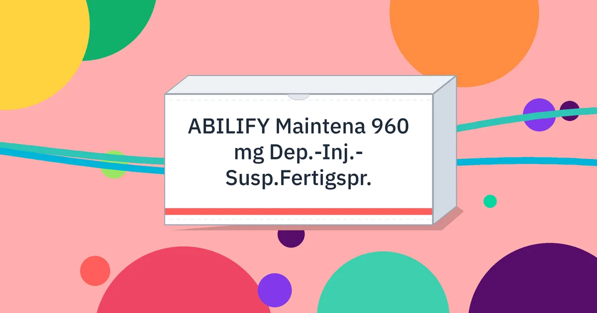 Symbolbild: Packung mit der Aufschrift ABILIFY Maintena 960 mg Dep.-Inj.-Susp.Fertigspr. (PZN 20107059) – Verfügbarkeit und Bezug in Apotheken in Frankfurt am Main