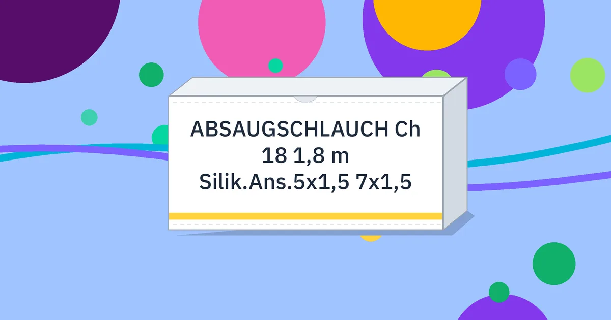 Symbolbild: Packung mit der Aufschrift ABSAUGSCHLAUCH Ch 18 1,8 m Silik.Ans.5x1,5 7x1,5 (PZN 17483273) – Verfügbarkeit und Bezug in Apotheken in Frankfurt am Main