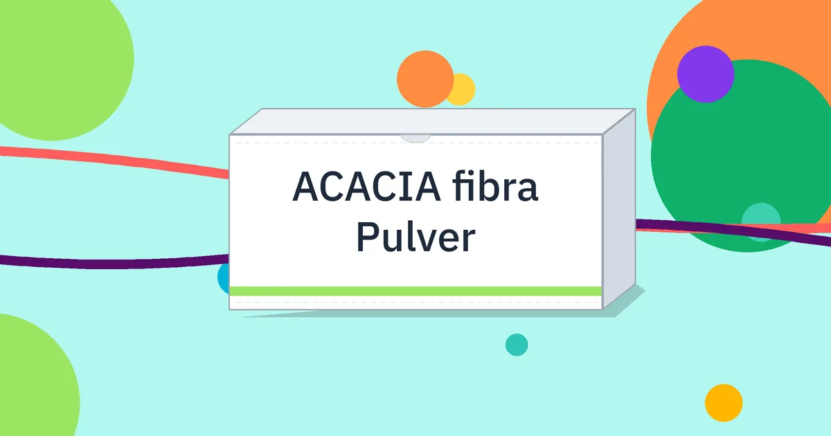 Symbolbild: Packung mit der Aufschrift ACACIA fibra Pulver (PZN 16941851) – Verfügbarkeit und Bezug in Apotheken in Frankfurt am Main