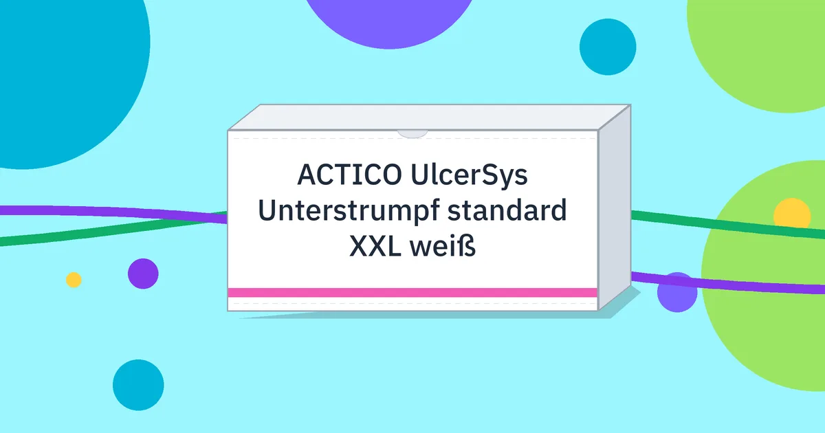 Symbolbild: Packung mit der Aufschrift ACTICO UlcerSys Unterstrumpf standard XXL weiß (PZN 10233981) – Verfügbarkeit und Bezug in Apotheken in Frankfurt am Main