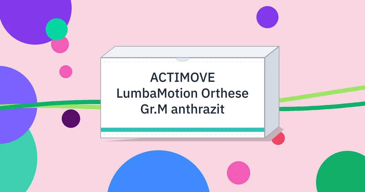 Symbolbild: Packung mit der Aufschrift ACTIMOVE LumbaMotion Orthese Gr.M anthrazit (PZN 17948140) – Verfügbarkeit und Bezug in Apotheken in Frankfurt am Main