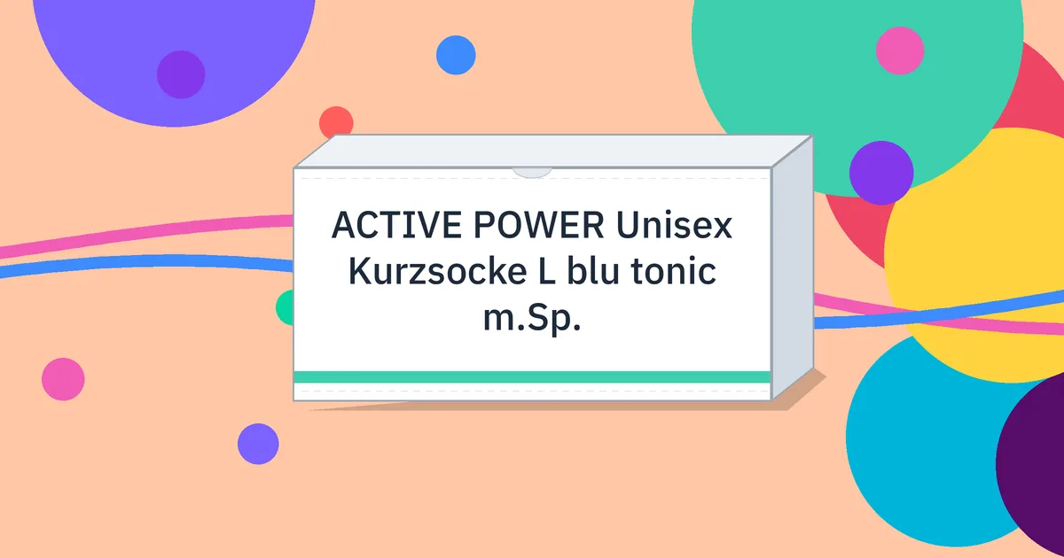 Symbolbild: Packung mit der Aufschrift ACTIVE POWER Unisex Kurzsocke L blu tonic m.Sp. (PZN 16194609) – Verfügbarkeit und Bezug in Apotheken in Frankfurt am Main