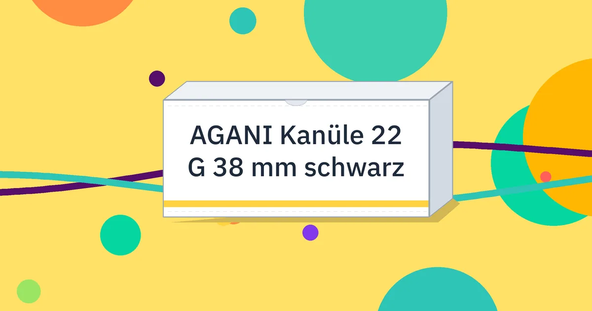 Symbolbild: Packung mit der Aufschrift AGANI Kanüle 22 G 38 mm schwarz (PZN 20130532) – Verfügbarkeit und Bezug in Apotheken in Frankfurt am Main