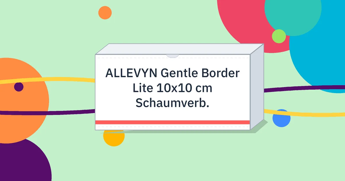 Symbolbild: Packung mit der Aufschrift ALLEVYN Gentle Border Lite 10x10 cm Schaumverb. (PZN 19824057) – Verfügbarkeit und Bezug in Apotheken in Frankfurt am Main