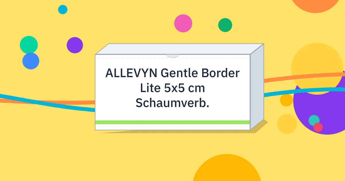 Symbolbild: Packung mit der Aufschrift ALLEVYN Gentle Border Lite 5x5 cm Schaumverb. (PZN 19904810) – Verfügbarkeit und Bezug in Apotheken in Frankfurt am Main
