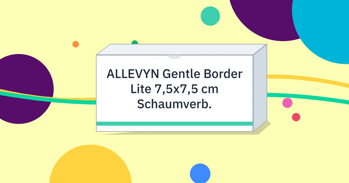 Symbolbild: Packung mit der Aufschrift ALLEVYN Gentle Border Lite 7,5x7,5 cm Schaumverb. (PZN 10274939) – Verfügbarkeit und Bezug in Apotheken in Frankfurt am Main
