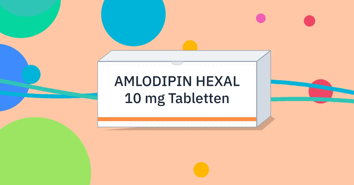 Symbolbild: Packung mit der Aufschrift AMLODIPIN HEXAL 10 mg Tabletten (PZN 07018983) – Verfügbarkeit und Bezug in Apotheken in Frankfurt am Main