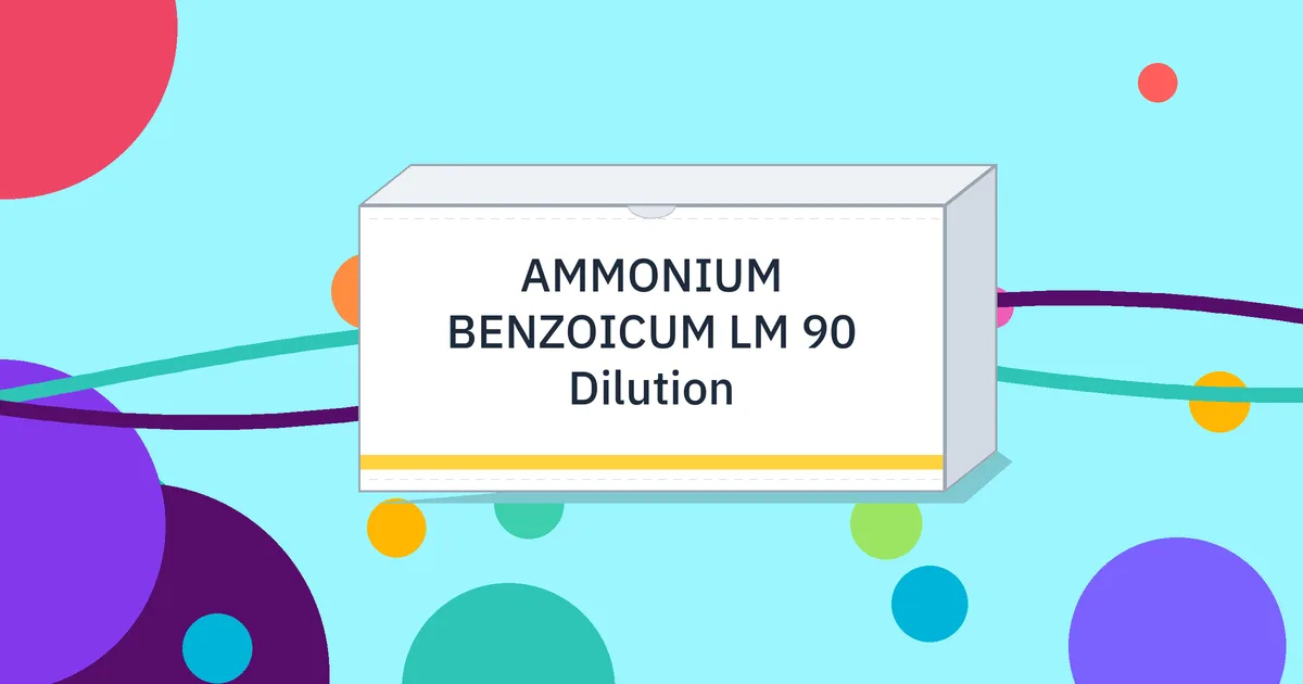 Symbolbild: Packung mit der Aufschrift AMMONIUM BENZOICUM LM 90 Dilution (PZN 13320203) – Verfügbarkeit und Bezug in Apotheken in Frankfurt am Main