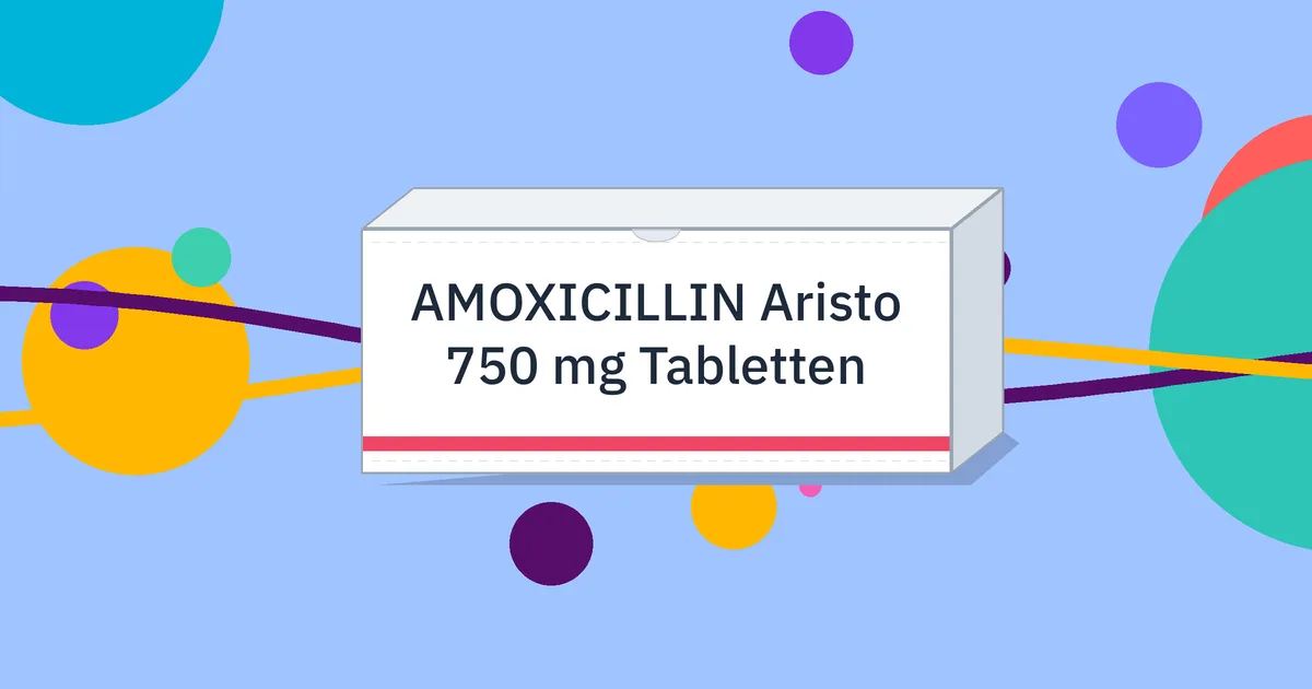 Symbolbild: Packung mit der Aufschrift AMOXICILLIN Aristo 750 mg Tabletten (PZN 17302610) – Verfügbarkeit und Bezug in Apotheken in Frankfurt am Main