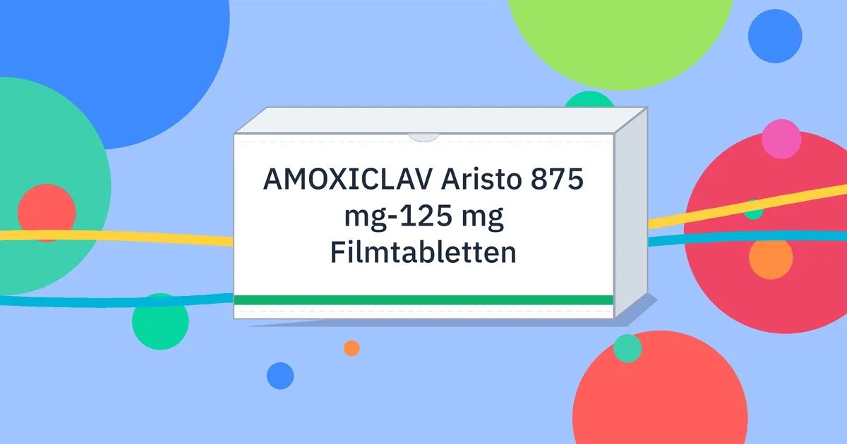 Symbolbild: Packung mit der Aufschrift AMOXICLAV Aristo 875 mg-125 mg Filmtabletten (PZN 20790903) – Verfügbarkeit und Bezug in Apotheken in Frankfurt am Main