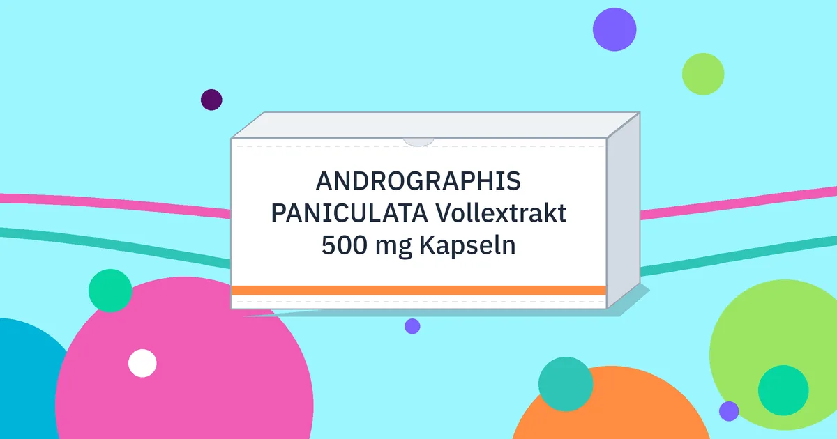 Symbolbild: Packung mit der Aufschrift ANDROGRAPHIS PANICULATA Vollextrakt 500 mg Kapseln (PZN 15638085) – Verfügbarkeit und Bezug in Apotheken in Frankfurt am Main