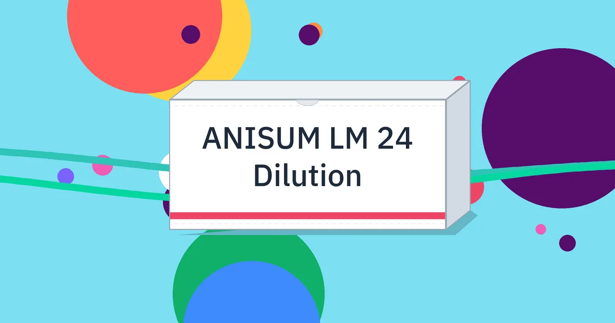 Symbolbild: Packung mit der Aufschrift ANISUM LM 24 Dilution (PZN 12763045) – Verfügbarkeit und Bezug in Apotheken in Frankfurt am Main