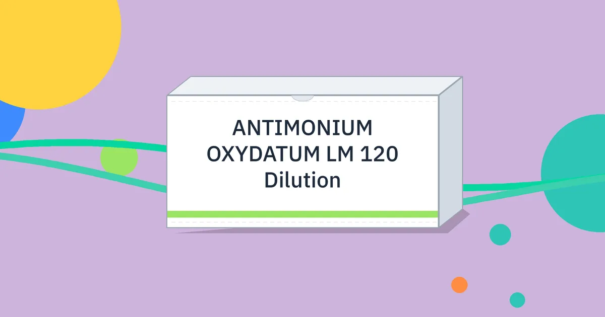 Symbolbild: Packung mit der Aufschrift ANTIMONIUM OXYDATUM LM 120 Dilution (PZN 13375078) – Verfügbarkeit und Bezug in Apotheken in Frankfurt am Main