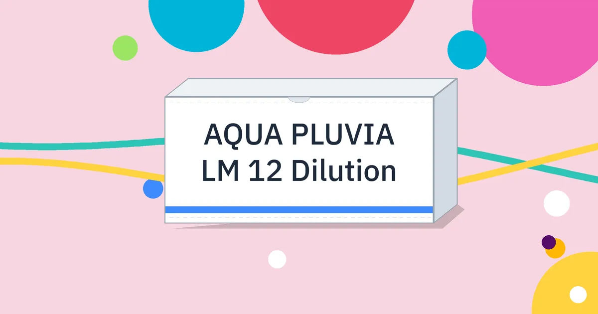 Symbolbild: Packung mit der Aufschrift AQUA PLUVIA LM 12 Dilution (PZN 12765943) – Verfügbarkeit und Bezug in Apotheken in Frankfurt am Main