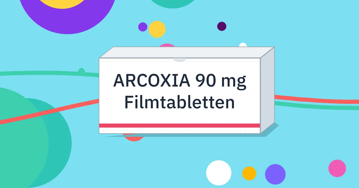 Symbolbild: Packung mit der Aufschrift ARCOXIA 90 mg Filmtabletten (PZN 05128070) – Verfügbarkeit und Bezug in Apotheken in Frankfurt am Main