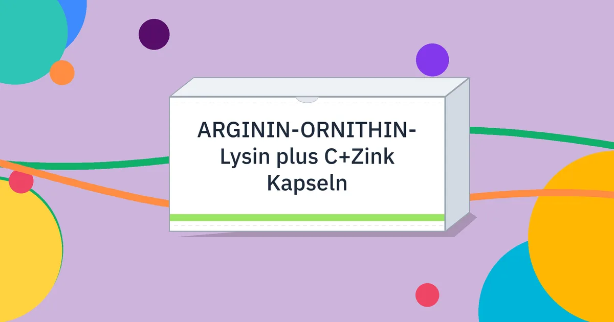 Symbolbild: Packung mit der Aufschrift ARGININ-ORNITHIN-Lysin plus C+Zink Kapseln (PZN 18890046) – Verfügbarkeit und Bezug in Apotheken in Frankfurt am Main