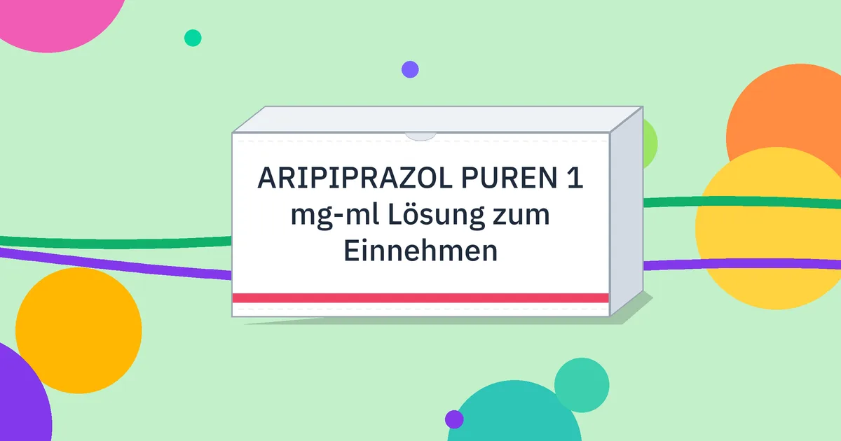 Symbolbild: Packung mit der Aufschrift ARIPIPRAZOL PUREN 1 mg-ml Lösung zum Einnehmen (PZN 15433035) – Verfügbarkeit und Bezug in Apotheken in Frankfurt am Main