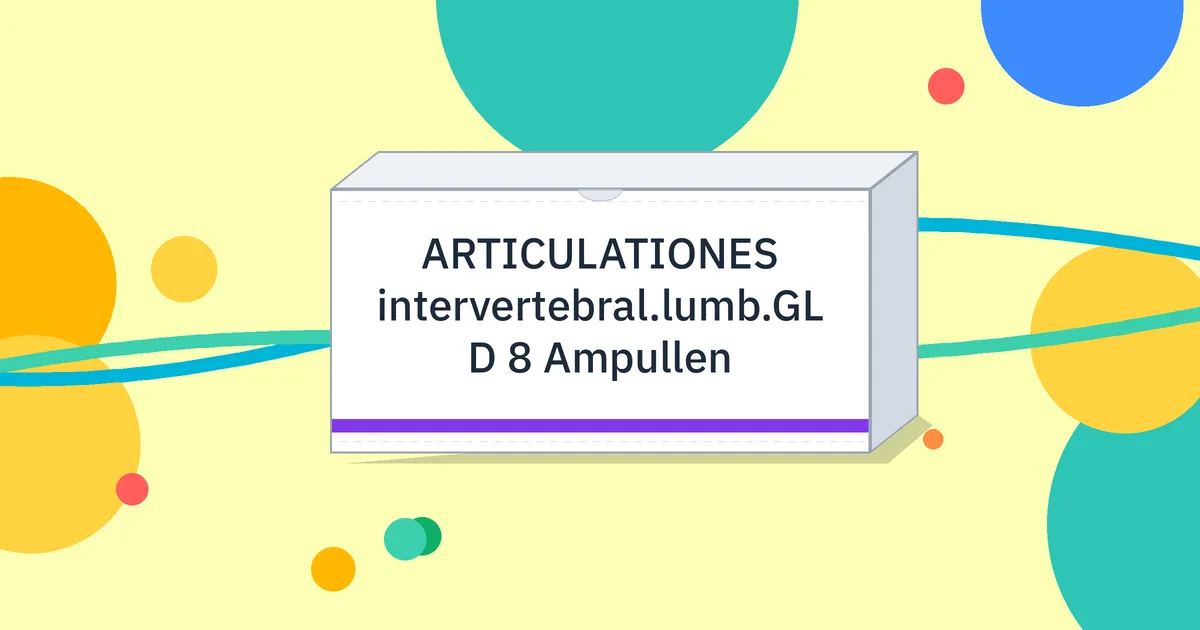 Symbolbild: Packung mit der Aufschrift ARTICULATIONES intervertebral.lumb.GL D 8 Ampullen (PZN 02906986) – Verfügbarkeit und Bezug in Apotheken in Frankfurt am Main