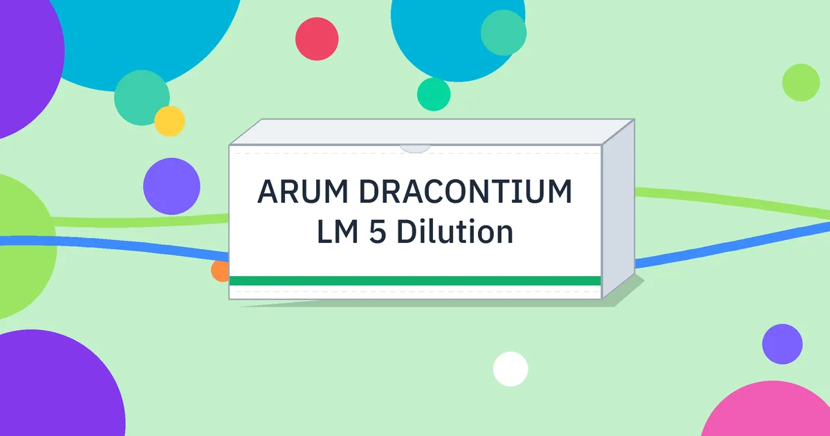 Symbolbild: Packung mit der Aufschrift ARUM DRACONTIUM LM 5 Dilution (PZN 13395000) – Verfügbarkeit und Bezug in Apotheken in Frankfurt am Main