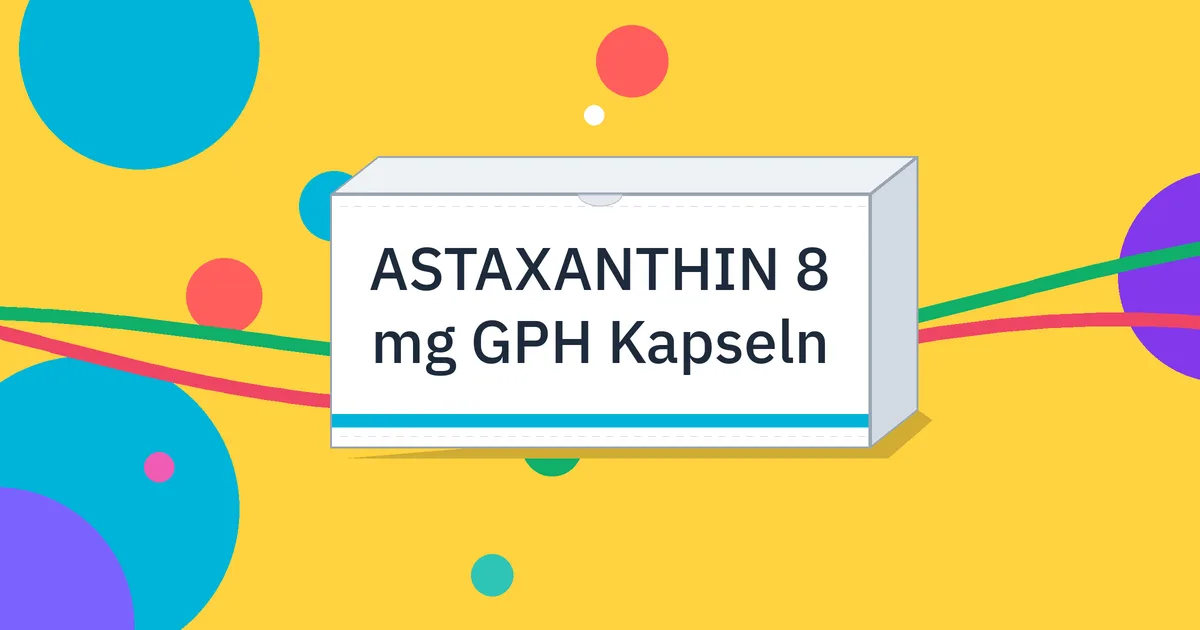 Symbolbild: Packung mit der Aufschrift ASTAXANTHIN 8 mg GPH Kapseln (PZN 16514741) – Verfügbarkeit und Bezug in Apotheken in Frankfurt am Main