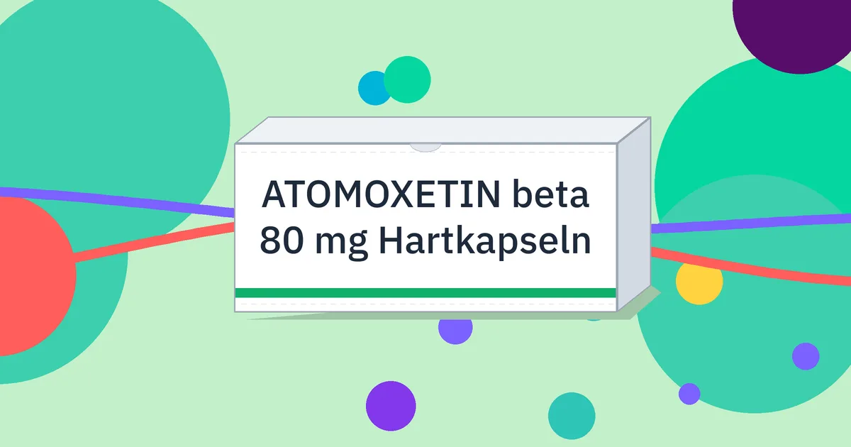 Symbolbild: Packung mit der Aufschrift ATOMOXETIN beta 80 mg Hartkapseln (PZN 14244220) – Verfügbarkeit und Bezug in Apotheken in Frankfurt am Main