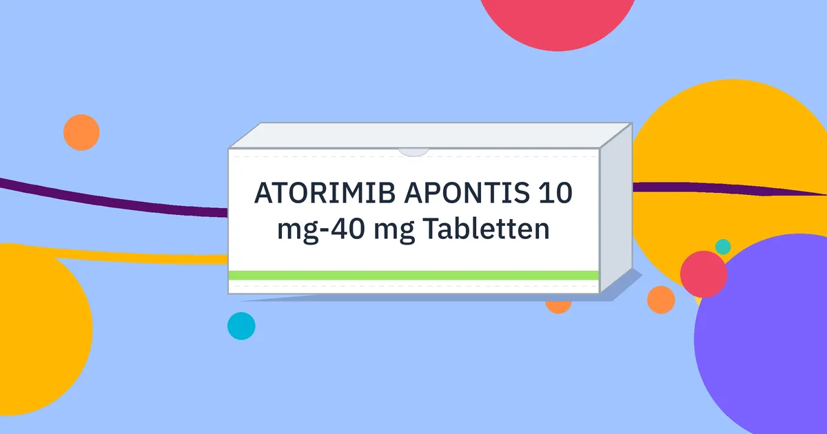 Symbolbild: Packung mit der Aufschrift ATORIMIB APONTIS 10 mg-40 mg Tabletten (PZN 19906111) – Verfügbarkeit und Bezug in Apotheken in Frankfurt am Main