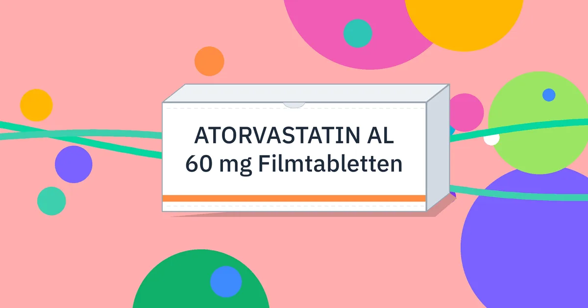 Symbolbild: Packung mit der Aufschrift ATORVASTATIN AL 60 mg Filmtabletten (PZN 16021582) – Verfügbarkeit und Bezug in Apotheken in Frankfurt am Main