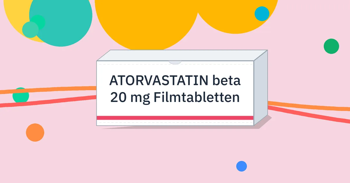 Symbolbild: Packung mit der Aufschrift ATORVASTATIN beta 20 mg Filmtabletten (PZN 17453846) – Verfügbarkeit und Bezug in Apotheken in Frankfurt am Main
