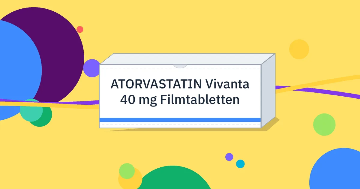 Symbolbild: Packung mit der Aufschrift ATORVASTATIN Vivanta 40 mg Filmtabletten (PZN 16663375) – Verfügbarkeit und Bezug in Apotheken in Frankfurt am Main