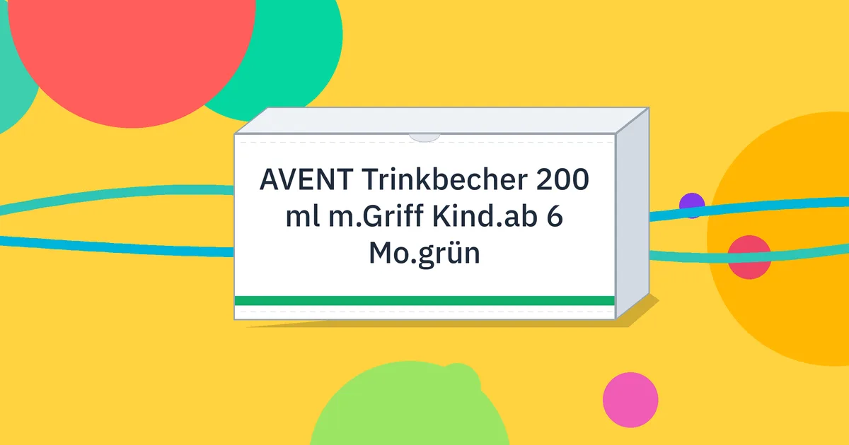 Symbolbild: Packung mit der Aufschrift AVENT Trinkbecher 200 ml m.Griff Kind.ab 6 Mo.grün (PZN 10117602) – Verfügbarkeit und Bezug in Apotheken in Frankfurt am Main
