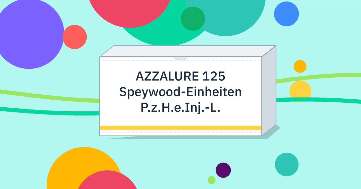 Symbolbild: Packung mit der Aufschrift AZZALURE 125 Speywood-Einheiten P.z.H.e.Inj.-L. (PZN 16203018) – Verfügbarkeit und Bezug in Apotheken in Frankfurt am Main