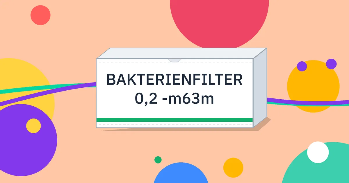 Symbolbild: Packung mit der Aufschrift BAKTERIENFILTER 0,2 -m63m (PZN 07288576) – Verfügbarkeit und Bezug in Apotheken in Frankfurt am Main