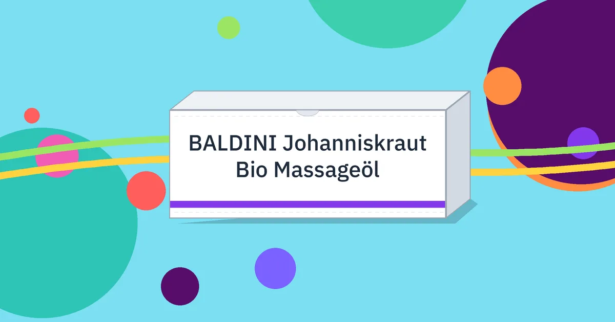 Symbolbild: Packung mit der Aufschrift BALDINI Johanniskraut Bio Massageöl (PZN 12894586) – Verfügbarkeit und Bezug in Apotheken in Frankfurt am Main