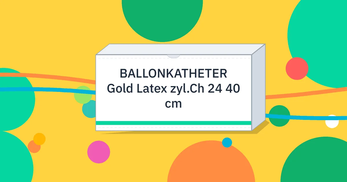 Symbolbild: Packung mit der Aufschrift BALLONKATHETER Gold Latex zyl.Ch 24 40 cm (PZN 05141797) – Verfügbarkeit und Bezug in Apotheken in Frankfurt am Main