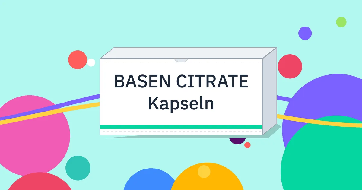 Symbolbild: Packung mit der Aufschrift BASEN CITRATE Kapseln (PZN 10125949) – Verfügbarkeit und Bezug in Apotheken in Frankfurt am Main