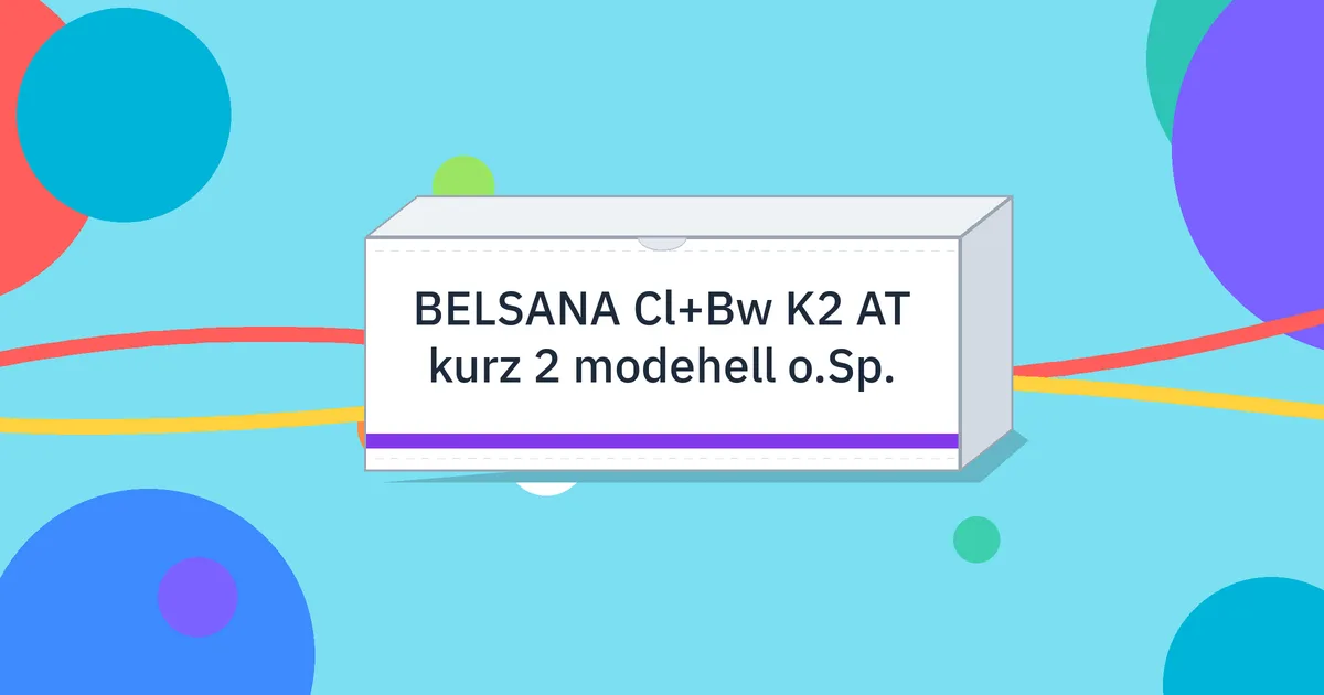 Symbolbild: Packung mit der Aufschrift BELSANA Cl+Bw K2 AT kurz 2 modehell o.Sp. (PZN 12249302) – Verfügbarkeit und Bezug in Apotheken in Frankfurt am Main