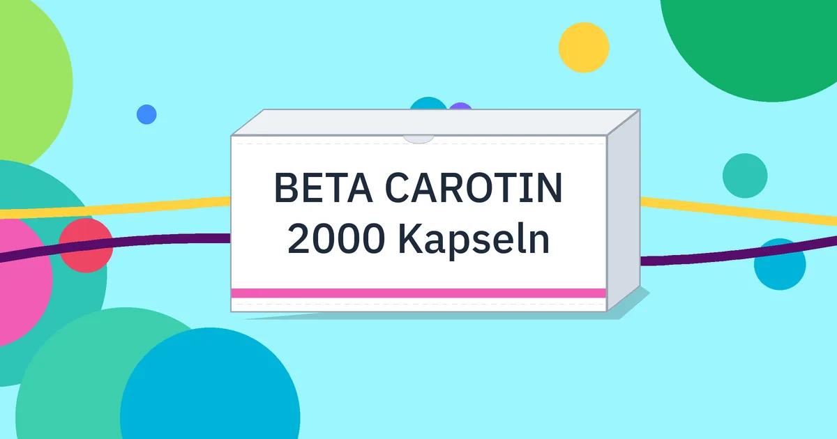 Symbolbild: Packung mit der Aufschrift BETA CAROTIN 2000 Kapseln (PZN 04389503) – Verfügbarkeit und Bezug in Apotheken in Frankfurt am Main