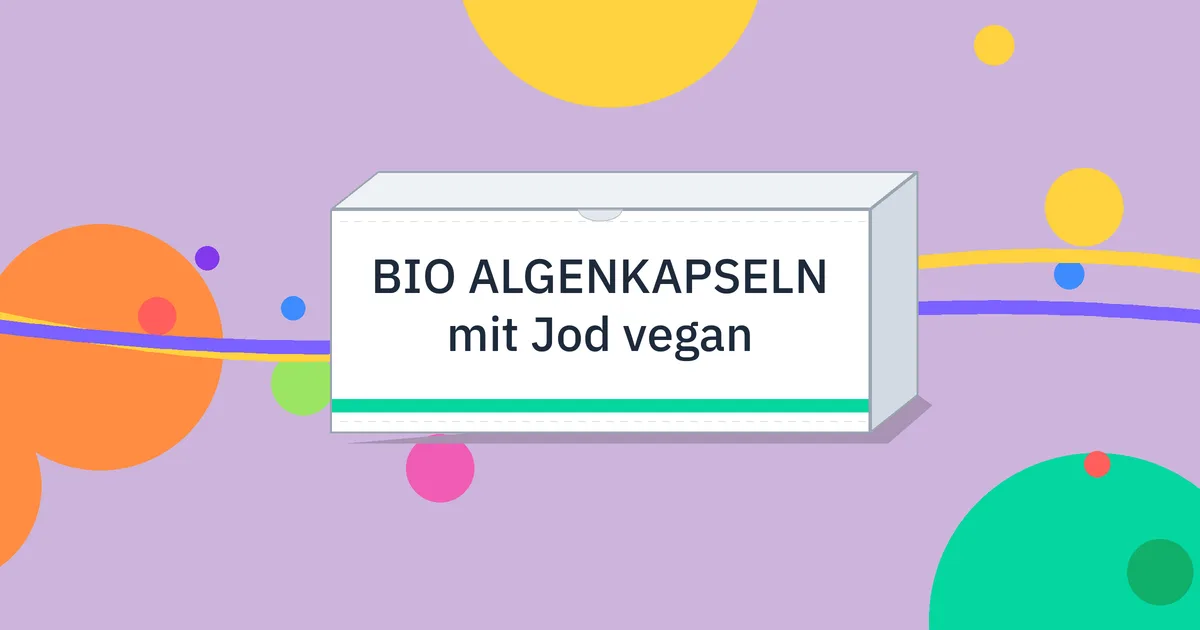 Symbolbild: Packung mit der Aufschrift BIO ALGENKAPSELN mit Jod vegan (PZN 17166727) – Verfügbarkeit und Bezug in Apotheken in Frankfurt am Main