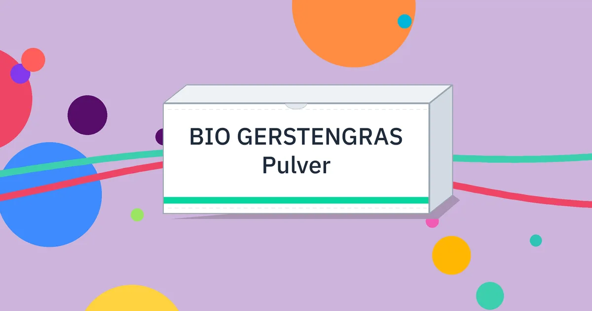 Symbolbild: Packung mit der Aufschrift BIO GERSTENGRAS Pulver (PZN 09463061) – Verfügbarkeit und Bezug in Apotheken in Frankfurt am Main