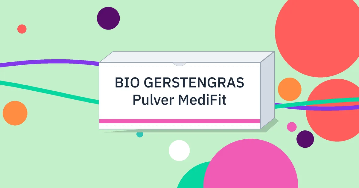 Symbolbild: Packung mit der Aufschrift BIO GERSTENGRAS Pulver MediFit (PZN 13417115) – Verfügbarkeit und Bezug in Apotheken in Frankfurt am Main