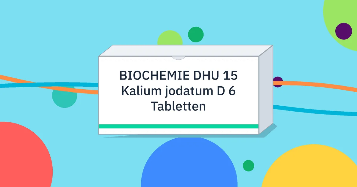 Symbolbild: Packung mit der Aufschrift BIOCHEMIE DHU 15 Kalium jodatum D 6 Tabletten (PZN 06584367) – Verfügbarkeit und Bezug in Apotheken in Frankfurt am Main