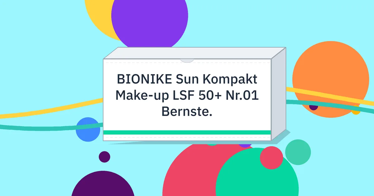 Symbolbild: Packung mit der Aufschrift BIONIKE Sun Kompakt Make-up LSF 50+ Nr.01 Bernste. (PZN 12649757) – Verfügbarkeit und Bezug in Apotheken in Frankfurt am Main
