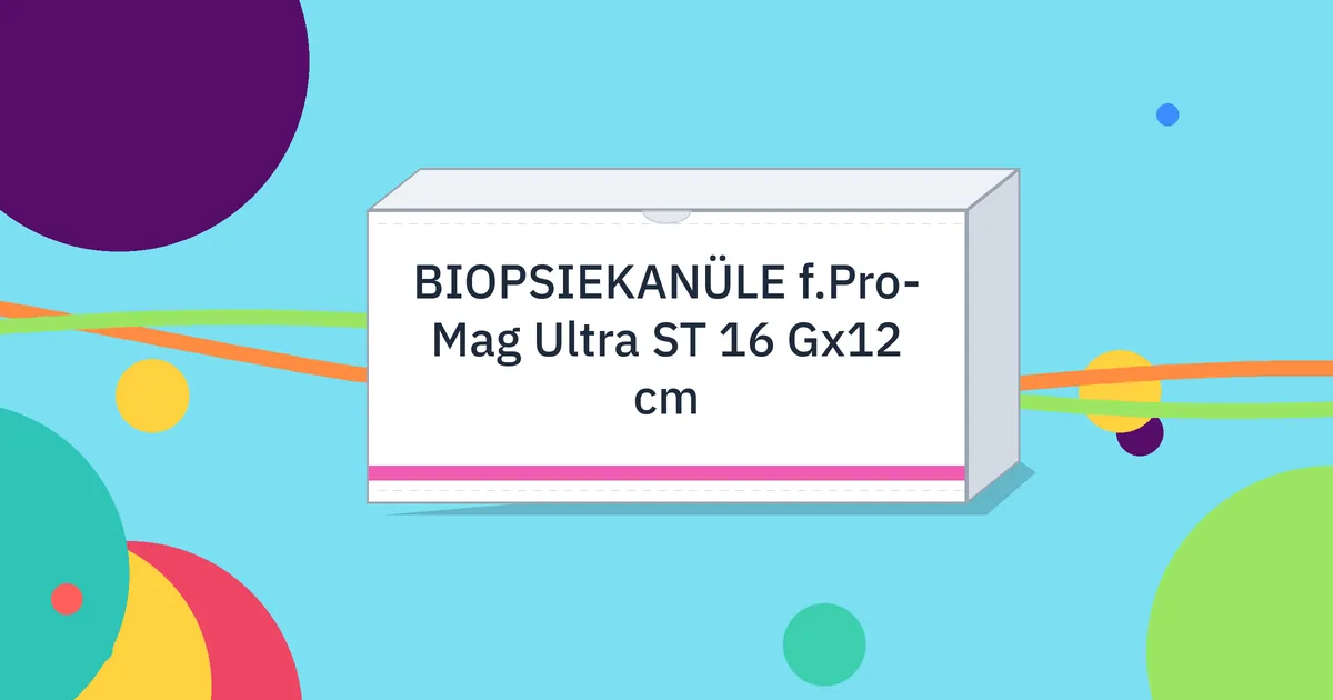 Symbolbild: Packung mit der Aufschrift BIOPSIEKANÜLE f.Pro-Mag Ultra ST 16 Gx12 cm (PZN 00425797) – Verfügbarkeit und Bezug in Apotheken in Frankfurt am Main