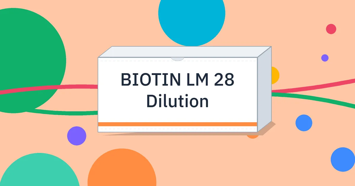 Symbolbild: Packung mit der Aufschrift BIOTIN LM 28 Dilution (PZN 12794465) – Verfügbarkeit und Bezug in Apotheken in Frankfurt am Main