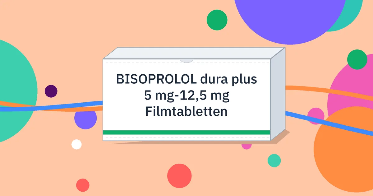 Symbolbild: Packung mit der Aufschrift BISOPROLOL dura plus 5 mg-12,5 mg Filmtabletten (PZN 04837870) – Verfügbarkeit und Bezug in Apotheken in Frankfurt am Main